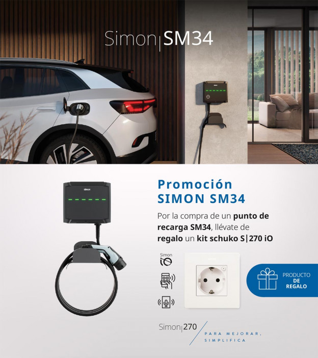 Compra puntos de recarga SM34 de Simon y llévate gratis un kit schuko 270 iO | Grupo Elektra